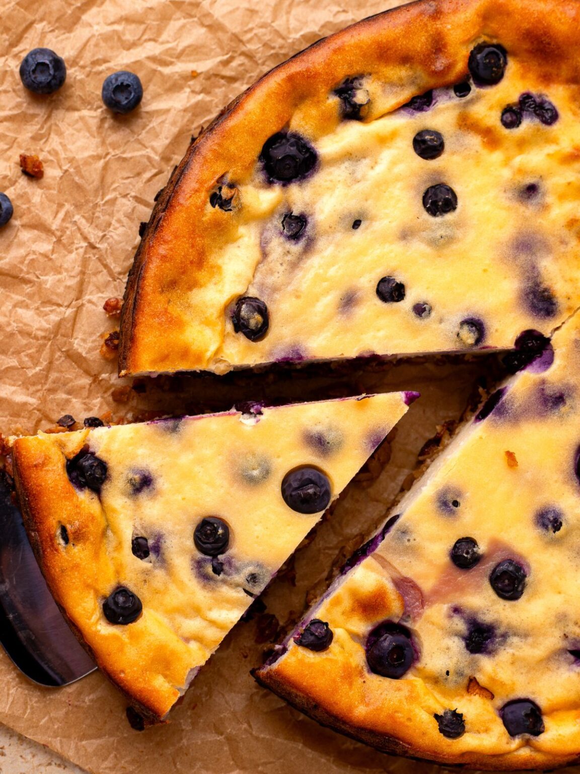 Flourless Blueberry Cottage Cheese Cake with Oatmeal Base - All Nutritious