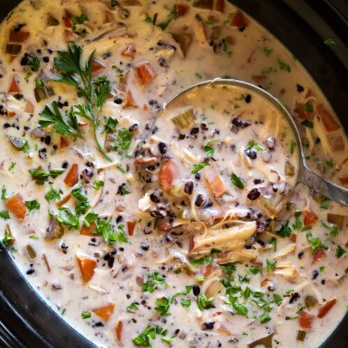Creamy Crockpot Chicken Black Rice Soup - All Nutritious